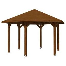 Skan Holz Holzpavillon SKANHOLZ "Nancy 3", braun (nussbaum), B/H/T: 316cm, Pavillons, Leimholz, 393 x 340 cm