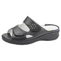 Waldl&auml;ufer Pantolette WALDL&Auml;UFER "Merle", Damen, Gr. 4 (37), silber (schwarz, silberfarben), Nappaleder, Textil, unifarben mit Farbeinsatz, Schuhe Pantolette, Hausschuh, Bequemschuh, Keilpantolette mit Klettverschl&uuml;ssen, M-Weite