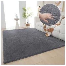 Hochflor-Teppich OTTO HOME "Microfaser Teppich Magong, besonders weich, sehr feiner Flor" Gr. 6, grau (dunkelgrau), B:200cm H:30mm L:300cm, Kunstfaser, Teppiche, uni, Wohnzimmer, Schlafzimmer, Kinderzimmer, auch rund und als L&auml;ufer