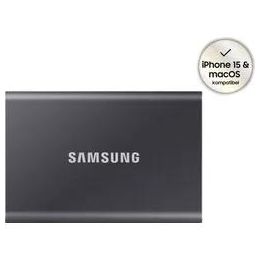 Samsung SSD-Festplatte "Portable SSD T7", grau, 2 TB, Schreibgeschwindigkeitmaximal 1000 MB/s Lesegeschwindigkeitmaximal 1050 MB/s, Festplatten