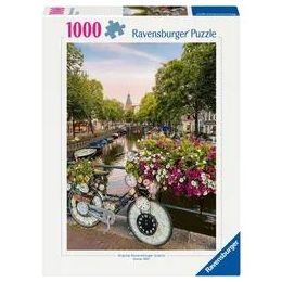 Puzzle Ravensburger "Fahrrad und Blumen in Amsterdam", bunt, Puzzles, KinderB:50cm H:70cm, Pappe, Made in Germany, B:50cm H:70cm