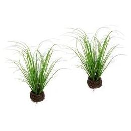 Kunstpflanze I.GE.A. "Gras im Reisig", gr&uuml;n, B:20cm H:30cm L:20cm, Kunststoff, Kunstpflanzen, Kunstpflanze, K&uuml;nstlicher Grasbusch, 2er Set