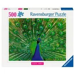 Puzzle Ravensburger "Colorful Animals, Peacock", bunt, Puzzles, KinderB:49,3cm H:36,2cm, Pappe, Made in Germany, B:49,3cm H:36,2cm