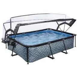 Framepool EXIT, grau, B:150cm H:65cm L:220cm, Schwimmbecken, BxLxH: 150x220x65 cm, mit Kartuschenfilter und Abdeckung