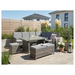 Gartenlounge-Set Konifera "Paris", grau, Aluminium, Polyrattan, Sitzm&ouml;bel-Sets, inkl. Auflagen/Schutzh&uuml;lle, Polyrattan, R&uuml;ckenlehne verstellbar