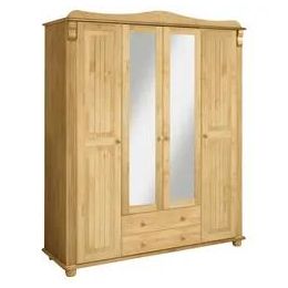 Kleiderschrank OTTO HOME "Adele", beige (natur), B:169cm H:191cm T:53,5cm, Massivholz, Schr&auml;nke, Kleiderschrank, aus massiver Kiefer,Spiegel beim 4-und 5-trg.Schrank, Innenausstattung