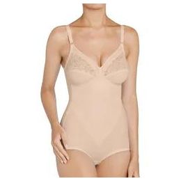 Miederbody Triumph "Formfit BS X", Damen, Gr. 80, Cup B, beige (natur), Obermaterial: 54% Polyamid, 22% Baumwolle, 19% Elasthan, 5% sonstige Fasern, figurbetont, Bodys, florale Spitze, runder R&uuml;ckenausschnitt, tiefer V-Ausschnitt
