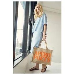 Beuteltasche SENSES.THE LABEL, Damen, Gr. B/H/T: 56cm x 45cm x 2cm, bast, Jute, bedruckt, Taschen Beuteltasche