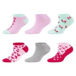 Sneakersocken s.Oliver "6er Pack", M&auml;dchen, Gr. 27-30, gr&uuml;n (brook gr&uuml;n), 58% Baumwolle, 40% Polyamid, 2% Elasthan, gemustert, Socken Sneakersocken