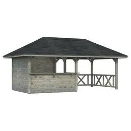 Holzpavillon Palmako "Bianca 16,6 m2 Set 3", grau, B/H/T: 672cm x 323cm x 384cm, Pavillons, BxTxH: 588x300x323 cm