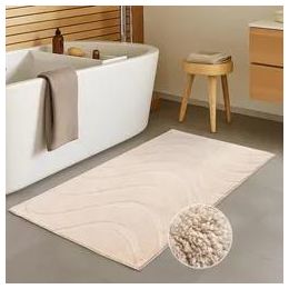 Badematte Carpet City "BAT400, Badteppich uni", beige, H:11mm, Polyester, Badematten, Badematte, Teppich Badezimmer, Badvorleger, Anti-Rutsch, Waschbar, Duschmatte