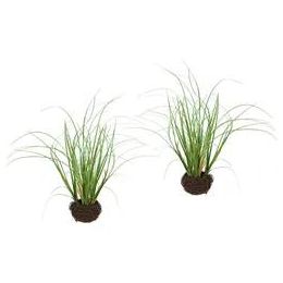Kunstpflanze I.GE.A. "Gras im Reisig", gr&uuml;n, B:15cm H:25cm L:15cm, Kunststoff, Kunstpflanzen, Kunstpflanze, K&uuml;nstlicher Grasbusch, 2er Set