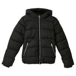 Steppjacke s.Oliver JUNIOR, M&auml;dchen, Gr. 134/140, schwarz, Web, Obermaterial: 100% Polyester. Futter: 100% Polyester, unifarben, loose fit h&uuml;ftbedeckend, Rundhals, elastischer Bund, Jacken Steppjacke, mit Pl&uuml;sch- und Fleecefutter