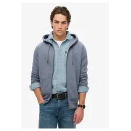 Kapuzensweatjacke Superdry "ESSENTIAL LOGO ZIP HOODIE HB", Herren, Gr. S, blau (heritage washed blau), angeraute Sweatware, Obermaterial: 80% Baumwolle, 20% Polyester, unifarben, slim fit normal, ohne Ausschnitt, Rippb&uuml;ndchen, Sweatjacken, Baumwollmischung, slim fit