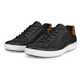 Sneaker Ecco "Ecco Soft 7 M", Herren, Gr. 45, braun (schwarz, braun), Leder, Schuhe Sneaker, Freizeitschuh, Halbschuh, Schn&uuml;rschuh mit genoppter Laufsohle