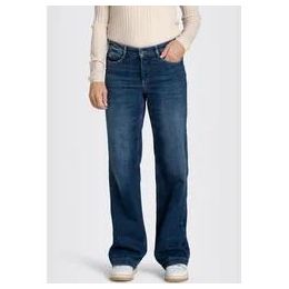 Weite Jeans MAC "Dream Wide authentic", Damen, Gr. 36, L&auml;nge 32, blau (cobalt authentic wash32), Denim/Jeans, Obermaterial: 90% Baumwolle, 7% Elastomultiester, 3% Elasthan, straight fit lang, Jeans, mit formendem Shaping-Effekt