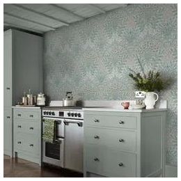 Vliestapete "Garden Cottage", blau, H:10m L:10m, Vlies, WILLIAM MORRIS AT HOME, Tapeten, Design Tapeten