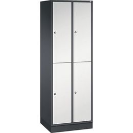 C+P Doppelstock-Spind Intro, 2 Abteile, schwarzgrau / lichtgrau, BxT 620 x 500 mm