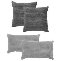 Dekokissen ANDIAMO "Cord Kissen Emy, 4er Set, Kissenh&uuml;lle mit F&uuml;llung", grau (dunkelgrau, grau, cord unifarben), H:12cm, Polyester, Dekokissen_Sitzkissen_Kissenh&uuml;llen, Sofakissen, eckig, 40x40 & 30x50 cm, auch einzeln erh&auml;ltlich