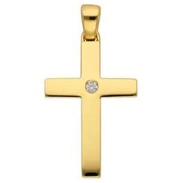 Adelia&acute;s Kettenanh&auml;nger ADELIA ́S "Damen Gold Schmuck 585 Gold Kreuz Anh&auml;nger mit Diamant Brillant", gold, Schmuckanh&auml;nger, Damen, 0,03 VVS = sehr sehr kleine Einschl&uuml;sse mit Brillant, Gold, Kettenanh&auml;nger, mit Diamant / Brillant Goldschmuck f&uuml;r Damen & Herren