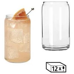 Gl&auml;ser-Set Libbey "Can Glas -GLASS CANS-, 473 ml, &Oslash; 7,5 cm, H: 13,5 cm, 12er Set", transparent, H:13,5cm &Oslash;:7,5cm, Glas, Trinkgef&auml;&szlig;e, hochwertig verarbeitet, im modernen Design