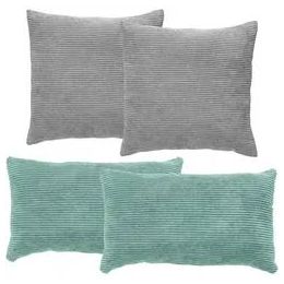 Dekokissen ANDIAMO "Cord Kissen Emy, 4er Set, Kissenh&uuml;lle mit F&uuml;llung", gr&uuml;n (grau, salbei, cord unifarben), H:12cm, Polyester, Dekokissen_Sitzkissen_Kissenh&uuml;llen, Sofakissen, eckig, 40x40 & 30x50 cm, auch einzeln erh&auml;ltlich