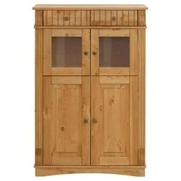Highboard OTTO HOME "Teresa Mini-Vitrine mit Glast&uuml;ren und 2 Schubk&auml;sten", natur, B:84cm H:120cm T:37cm, FSC-zertifiziertes Massivholz, Sideboards, Highboard, Kommode, aus massiver Kiefer, Breite 84 cm, FSC