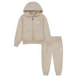 Jogginganzug Nike SPORTSWEAR "NKN LBR FT FZ CLUB SET", Jungen, Gr. 98 (3), beige (sanddrift), angeraute Sweatware, Obermaterial: 60% Baumwolle, 40% Polyester, Sportanz&uuml;ge Jogginganzug, zweiteiliges Set, f&uuml;r Kinder