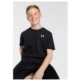 T-Shirt Under Armour "UA B SPORTSTYLE LC SS", Jungen, Gr. S, schwarz,, wei&szlig;, Obermaterial: 60% Baumwolle, 40% Polyester, normal, Rundhals, Shirts T-Shirt, f&uuml;r Jugendliche, sportlicher Stil, mit Logodrucken, Kurzarm