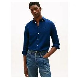 Langarmhemd Tommy Hilfiger "FLEX DOBBY", Herren, Gr. L, N-Gr, carbon navy, Web, Obermaterial: 100% Baumwolle, slim fit, 1-Knopf-Manschette, Hemden, slim fit, Button-down-Kragen, unifarben