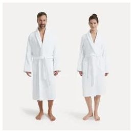 M&ouml;ve Unisex-Bademantel M&Ouml;VE "Basic" Gr. L, wei&szlig; (snow), L:120cm, Walkfrottier, Hausm&auml;ntel, mit Schalkragen