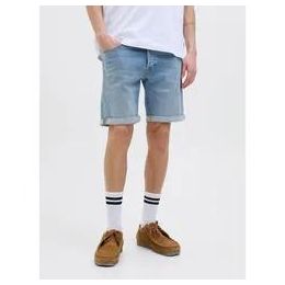 Jack & Jones Shorts JACK & JONES "JJIRICK JJORIGINAL SHORTS SQ 330", Herren, Gr. XL, N-Gr, blau (blau denim), Denim/Jeans, Obermaterial: 76% Baumwolle, 22% Polyester, 2% Elasthan, Abriebeffekte, normal knielang, Hosen Shorts