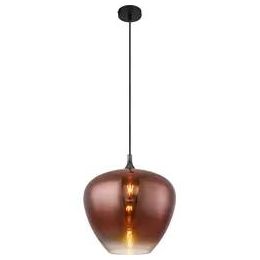 Globo LIGHTING H&auml;ngeleuchte "MAXY", schwarz, 1 Stk., Leuchten, H&auml;ngelampe/Pendell./Glas kupferfarben/klar verlaufend/H&ouml;he k&uuml;rzbar, H&auml;ngeleuchte