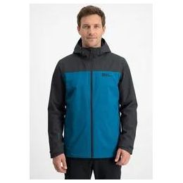 3-in-1-Funktionsjacke Jack Wolfskin "TAUBENBERG 3IN1 JKT M", Herren, Gr. S, blau (aurora blau), Obermaterial: 100% Polyester, normal, hoch geschlossener Ausschnitt, mit verstellbarem Klettverschluss, Jacken, 3in1, wasserdicht, winddicht, &Uuml;bergangsjacke