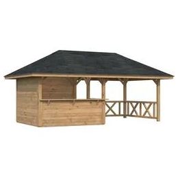 Holzpavillon Palmako "Bianca 16,6 m2 Set 3", braun (hellbraun), B/H/T: 672cm x 323cm x 384cm, Pavillons, BxTxH: 588x300x323 cm