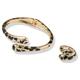 Schmuckset Firetti "Multipack Schmuck Geschenk Kupfer Ring Armreif Animalprint", gelbgoldfarben, schwarz, Schmuck_Sets, Damen, Kupfer, gl&auml;nzend, Schmuckset, Made in Germany