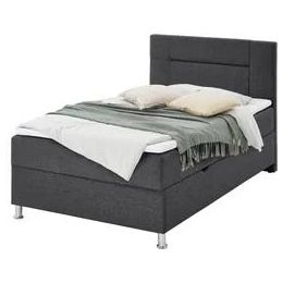 Boxbett Home Affaire "Escalon mit Bettkasten, inkl. Topper", anthrazit, B:122cm L:209cm, Stoffbezug Nordic (100% Polyester), Komplettbetten, erh&auml;ltlich in der Breite 120x200cm
