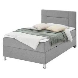 Boxbett Home Affaire "Escalon mit Bettkasten, inkl. Topper", grau, B:122cm L:209cm, Stoffbezug Nordic (100% Polyester), Komplettbetten, erh&auml;ltlich in den Breiten 120x200cm und 180x200cm