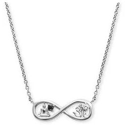Kette mit Anh&auml;nger Engelsrufer "Yin Yang Infinity Buddha und Om", schwarz (silberfarben, kristallwei&szlig;, schwarz), Halsketten, Damen, Silber 925 (Sterlingsilber), L: 44 B: 1,33mm, Made in Germany - mit Zirkonia (synth.), B:1,33mm
