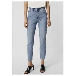 V&eacute;ro Moda Straight-Jeans VERO MODA "VMBRENDA", Damen, Gr. 29, L&auml;nge 32, blau (light blau denim), Denim/Jeans, Obermaterial: 99% Baumwolle, 1% Elasthan, gerade kn&ouml;chelfrei, Jeans Straight-Jeans, mit leicht ausgefranstem Saum, stonewashed f&uuml;r einen Used-Look