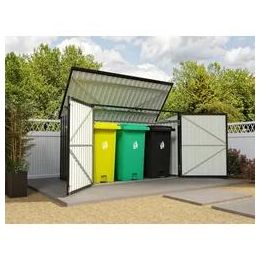 M&uuml;lltonnenbox Konifera "Oviedo", schwarz, B:233cm H:133cm T:105cm, Metall, Aufbewahrungsboxen, BxTxH: 233x105x133 cm