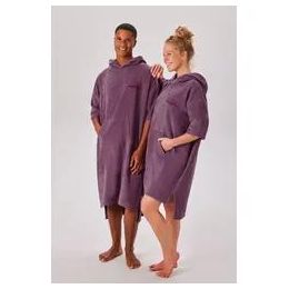 Badeponcho Kangaroos "Summer, ideal f&uuml;r Sauna, Spa & im Urlaub, Damen & Herren" Gr. S, mauve, S/M, Baumwolle, Hausm&auml;ntel, Surfponcho, mit Bauchtasche, 100% Baumwolle, Frottee