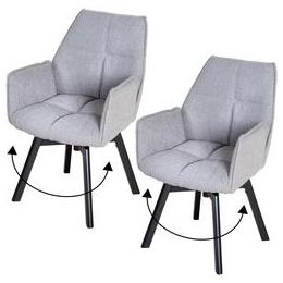 Esszimmerstuhl Inosign "Lara", grau, schwarz, grau, B:59cm H:88cm T:62cm, Massivholz, Polyester, St&uuml;hle, Esszimmerstuhl, 2er Set