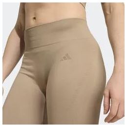 Trainingstights Adidas PERFORMANCE "WE KNIT 1/1 L", Damen, Gr. L, N-Gr, chalky braun, normal, gr., Obermaterial: 72% Polyamid, 22% Polyester, 6% Elasthan, Hosen, nahtloses Strickmaterial, st&uuml;tzend, mit CLIMACOOL