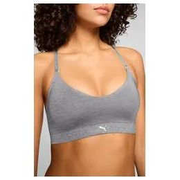 Sport-Bustier Puma "Puma WOMEN 3D KNIT SPORT TRIANGLE TOP", Damen, Gr. S, N-Gr, grau melange, Single Jersey, Obermaterial: 65% Polyamid, 24% Polyester, 11% Elasthan, BHs, wendbare und verstellbare Tr&auml;ger f&uuml;r einen personalisierten Look