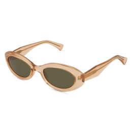 Fielmann LD 053 SUN FA GLENDA | Damen-Sonnenbrille | Fassung: Vollrand, Oval, Acetat, Honig Transparent | Glasfarbe: Gr&uuml;n