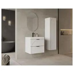Waschtisch Welltime "FLOW CIRCLE mit Waschbecken, Breite 60 oder 80cm, modernes Design", wei&szlig;, wei&szlig;, B:60cm T:45cm, Waschtische, Waschtisch, Schrank mit 2 Schubladen, Soft-Close-Function, in 2 Breiten erh&auml;ltlich