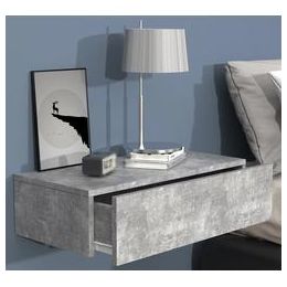 Nachttisch Vcm "Holz Wandschublade Wand H&auml;nge Nachttisch Usal M60", grau (beton, grau), B:60cm T:30cm, Sideboards, Nachttisch