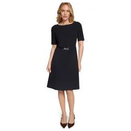 Jerseykleid Zero "Damen mit G&uuml;rtel", Damen, Gr. 40, Normalgr&ouml;&szlig;en, patch cream, dunkelblau, Cr&ecirc;pe, Obermaterial: 45% Polyester, 50% Polyester, 5% Elasthan. F&uuml;llung:, unifarben, figurbetont kurz, Kleider Jerseykleid, G&uuml;rtel