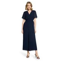 BETTY & CO Overall BETTY & CO "Damen mit Plissee", Damen, Gr. 34, Normalgr&ouml;&szlig;en, dunkelblau, Obermaterial: 100% Polyester. Futter: 100% Polyester, figurumspielend lang, V-Ausschnitt, Overalls Overall